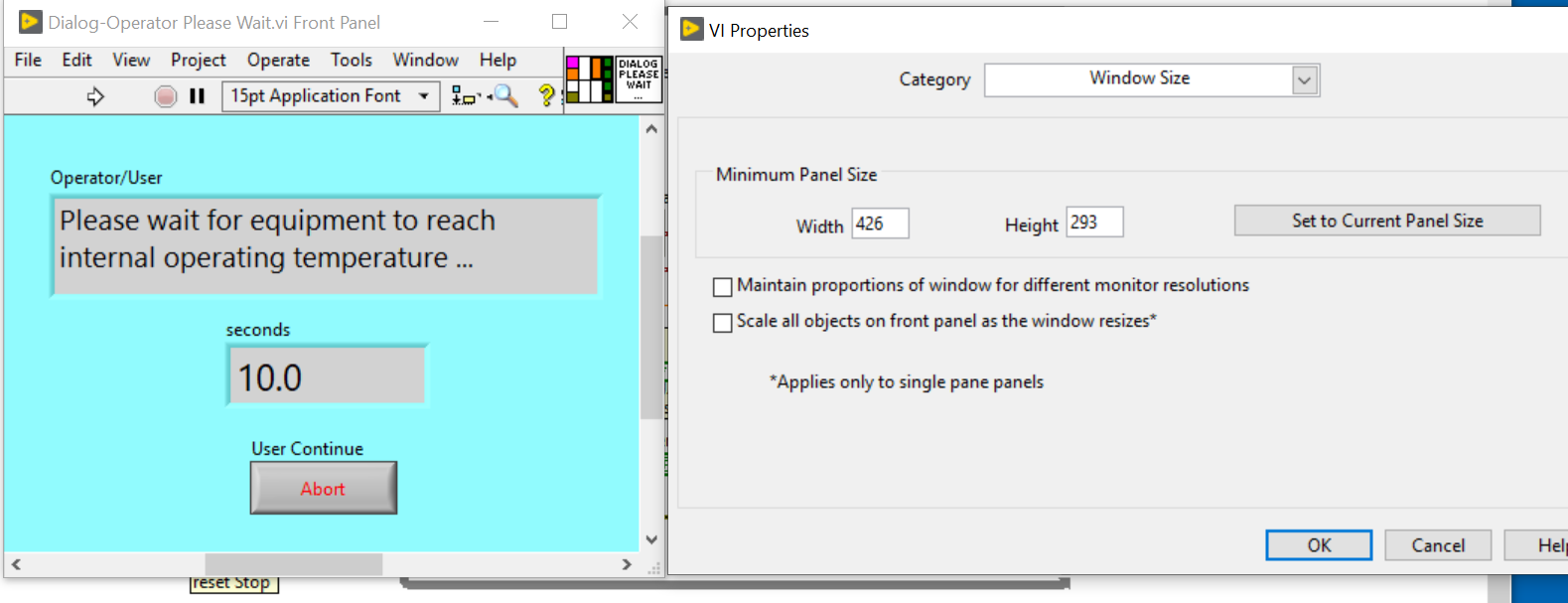 Provide the operator with a Dialog for task which take time to complete ...