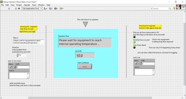 Provide the operator with a Dialog for task which take time to complete ...